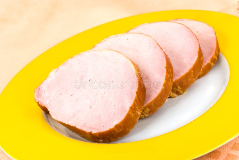 Fresh Slices of Baked and Smoked Ham Stock Image - Image of yummy ...