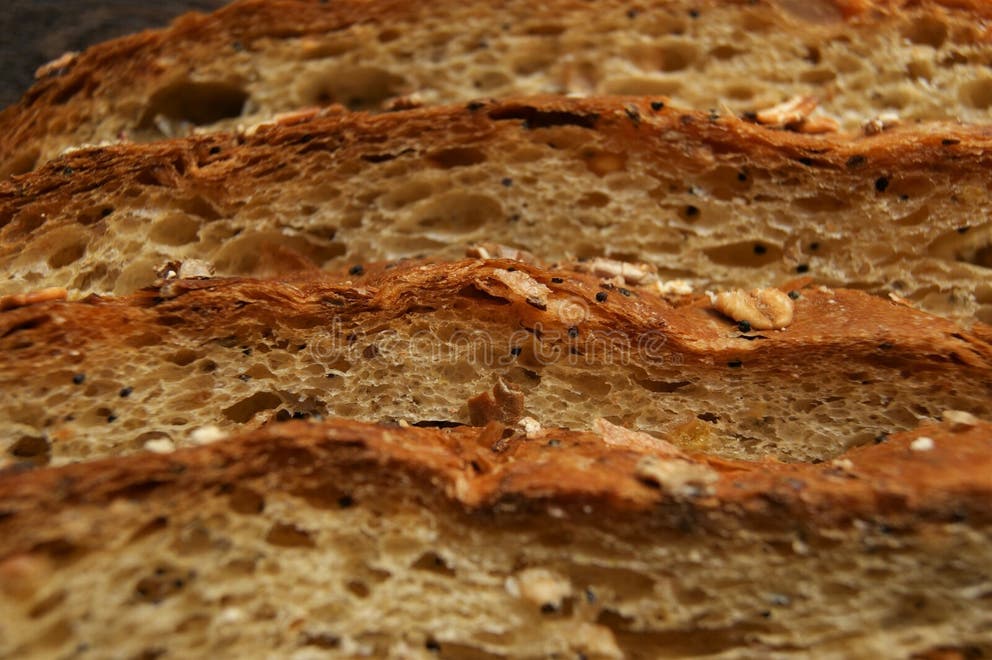 Fresh Slices of Bread. Close-up of a Fragment of a Bread Bribe. Bread ...
