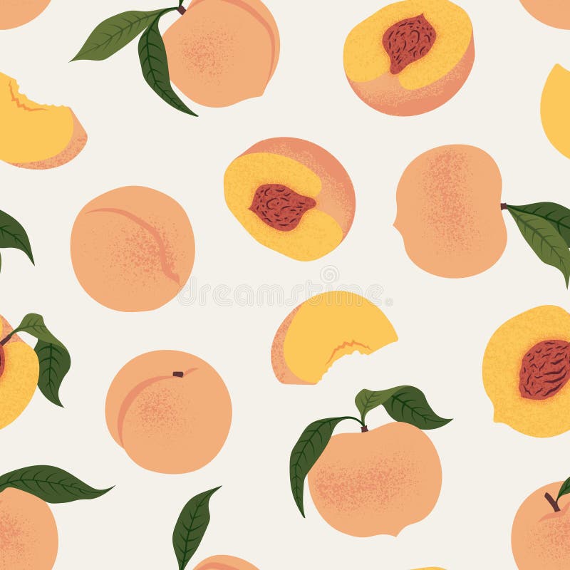 Fresh Slices Peach Seamless Pattern. Vector Illustration in Trendy ...