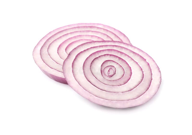 Fresh Slices of Red Onion Isolated on White Stock Image - Image of ...