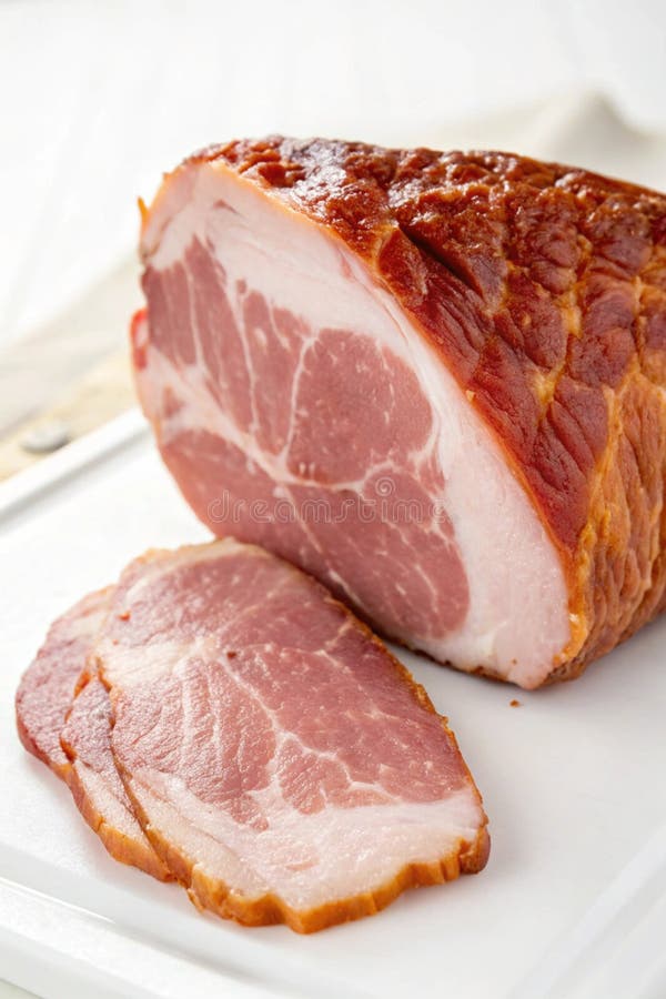 Fresh Smoked Ham Isolated on White Background Stock Photo - Image of ...