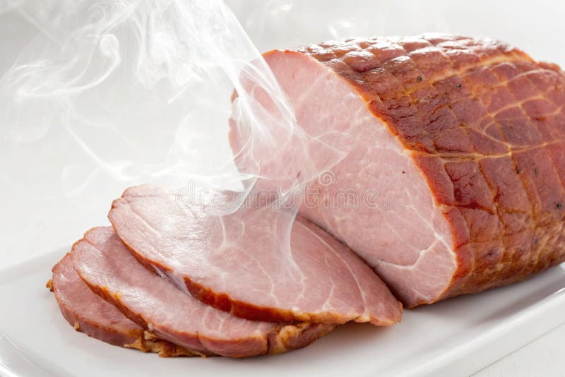Fresh Smoked Ham Isolated on White Background Stock Photo - Image of ...