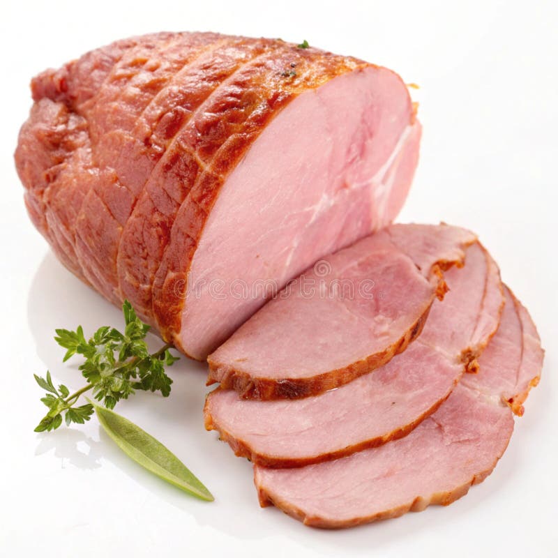 Fresh Smoked Ham Isolated on White Background Stock Image - Image of ...
