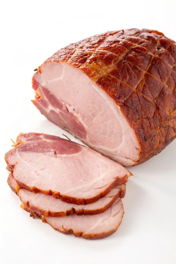 Fresh Smoked Ham Isolated on White Background Stock Photo - Image of ...