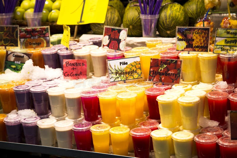 Fresh Smoothies at a Market Stall Stock Image - Image of freshness ...
