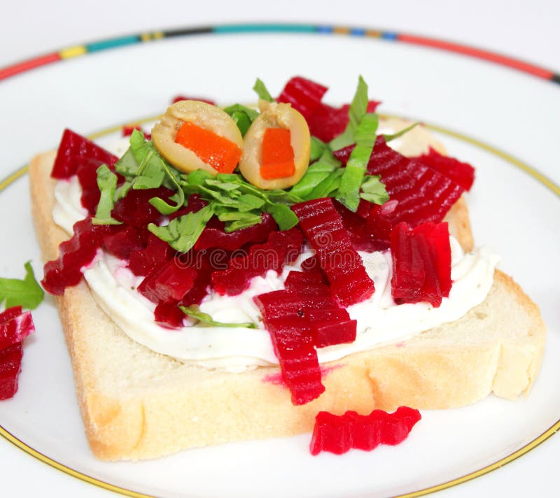 Fresh snack stock photo. Image of toast, cheese, radish - 32604116