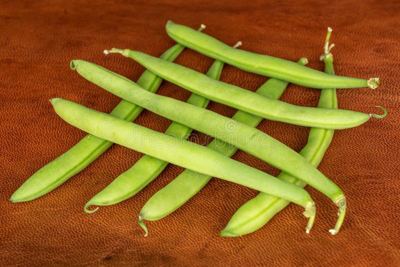 Fresh Snap Bean on Cognac Leather Stock Image - Image of grass, healthy ...