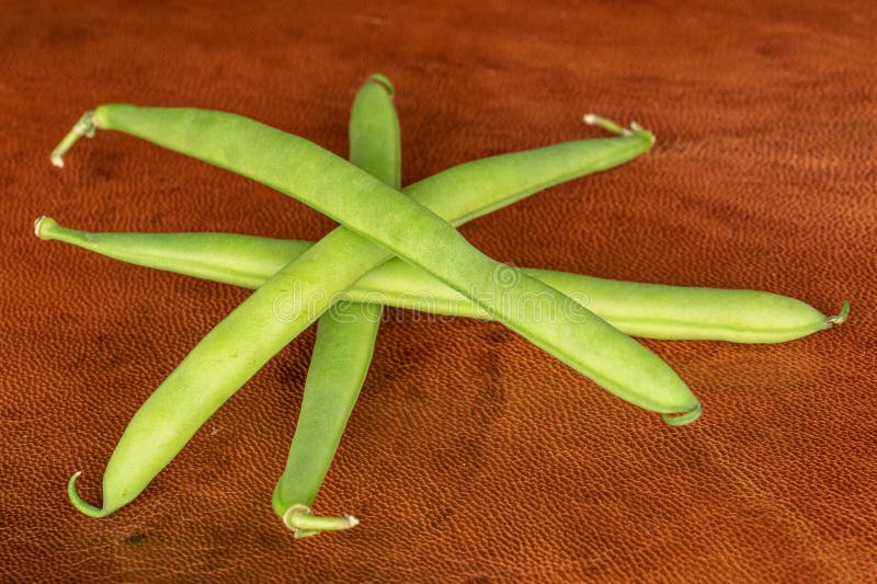 Fresh Snap Bean on Cognac Leather Stock Image - Image of diet, healthy ...