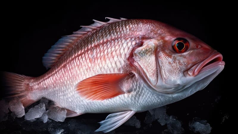 A Fresh Snapper Fish on Ice. Snapper Fish Stock Illustration ...