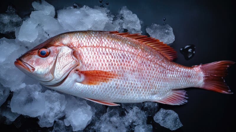A Fresh Snapper Fish on Ice. Snapper Fish Stock Illustration ...