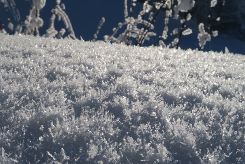 Fresh Snow Crystals in the Nature of Switzerland Stock Image - Image of ...