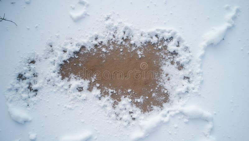 Fresh Snow on Ground with Patches of Brown Earth Creating Soft Contrast ...