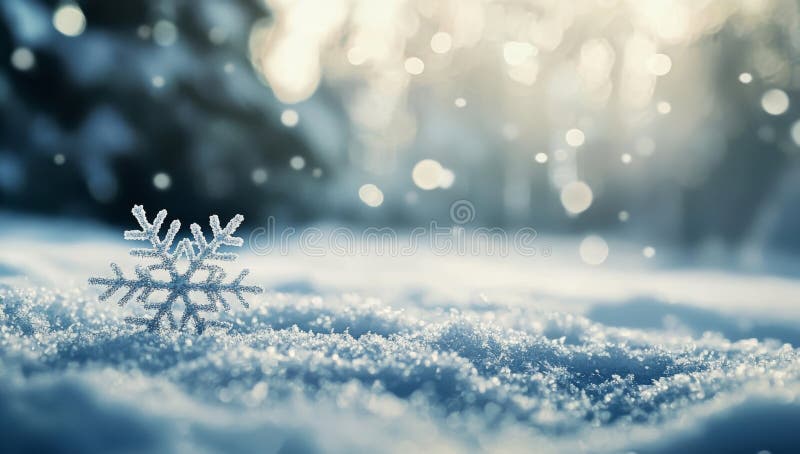 Fresh Snow and a Single White Snowflake Stock Photo - Image of calmness ...