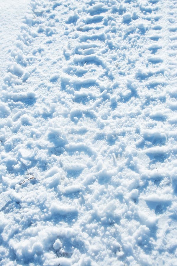 Fresh Snow with Tire Tracks Stock Image - Image of snow, closeup: 136044311
