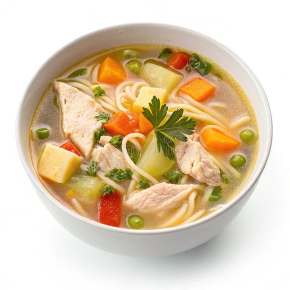 Fresh Sopa De Pollo Isolated on White Background Stock Illustration ...