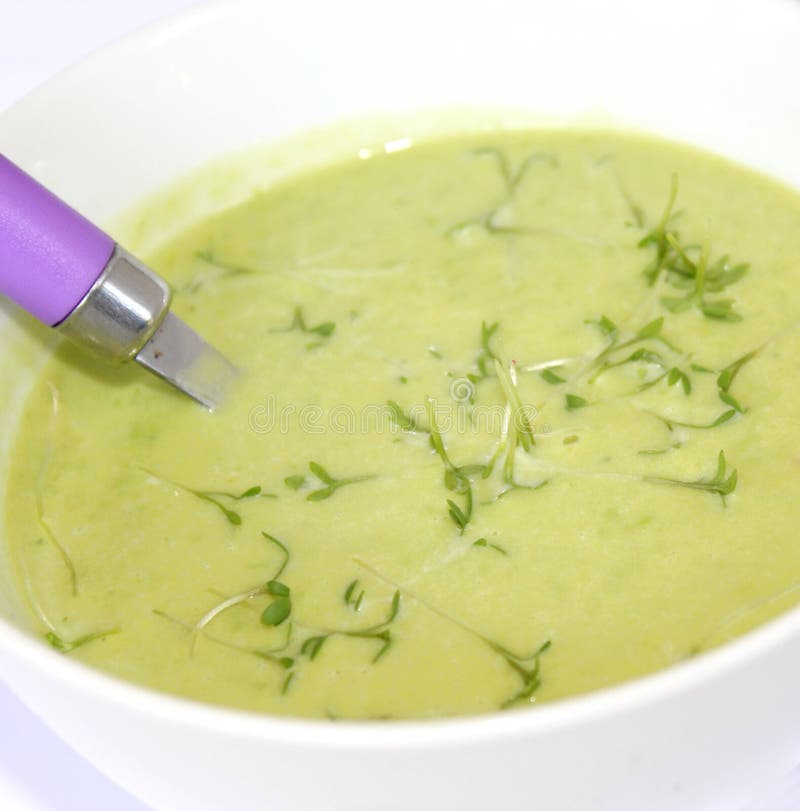Fresh Soup of Peas with Cress Stock Image - Image of lunch, meal: 32490103