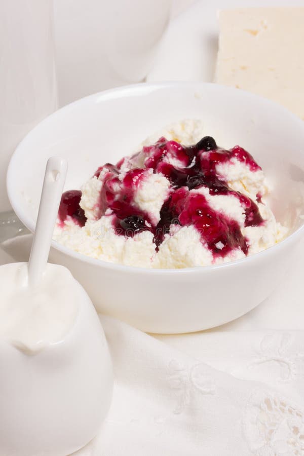 Fresh sour cream and quark stock image. Image of product - 119436769