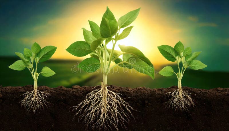 Fresh Soybean Plants with Roots. Stock Illustration - Illustration of ...