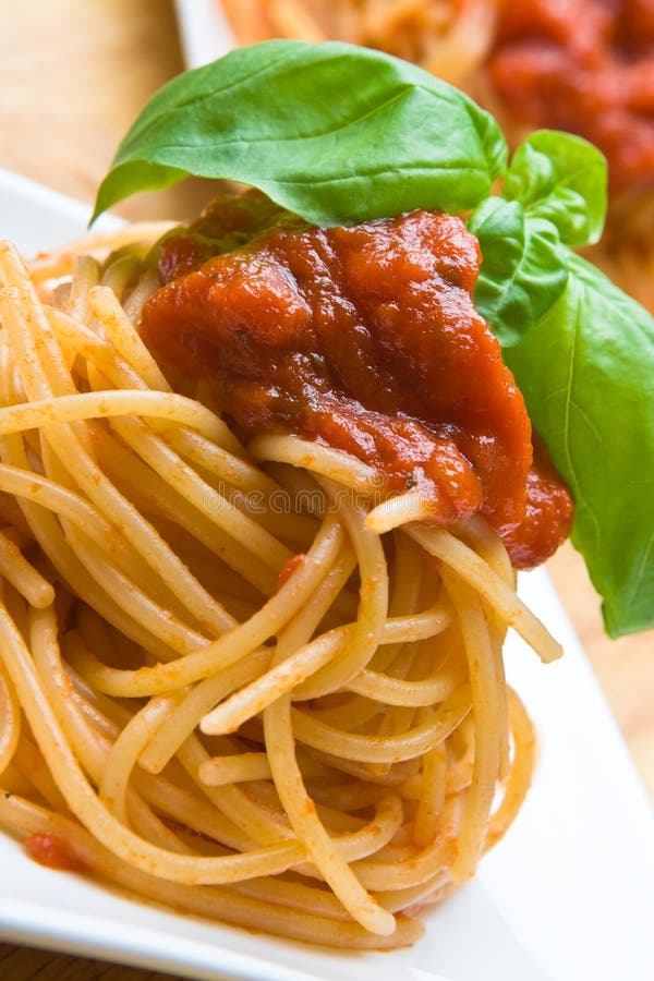 Fresh Spaghetti with Tomato Sauce Stock Image - Image of food, plate ...