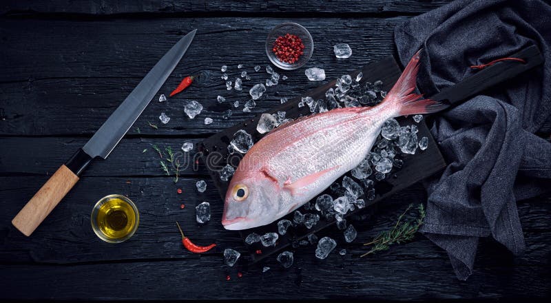 Fresh Spanish Bream Fish Breca on Ice Stock Photo - Image of bream ...