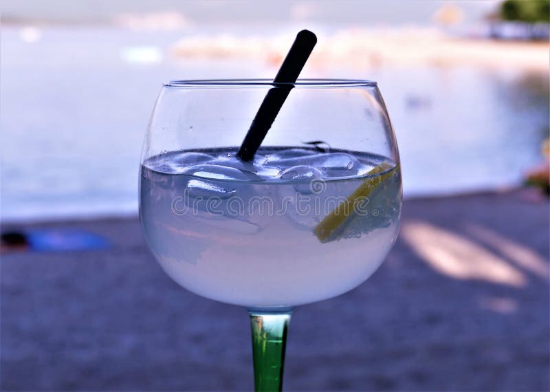 Fresh Sparkling Water with Lemon Slice in the Glass Stock Photo - Image ...