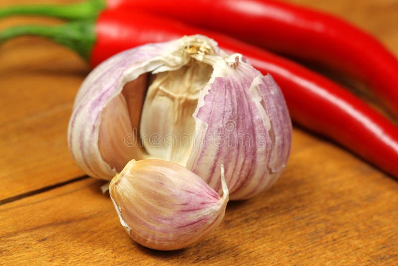 Fresh Spicy Peppers and Garlic Stock Photo - Image of chilies, macro ...