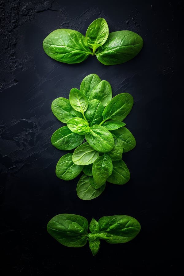 Fresh Spinach Leaves on Dark Background Highlighting Vibrant Green ...