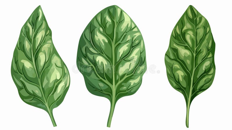 Fresh Spinach Leaves Vector Illustration on White Background Stock ...
