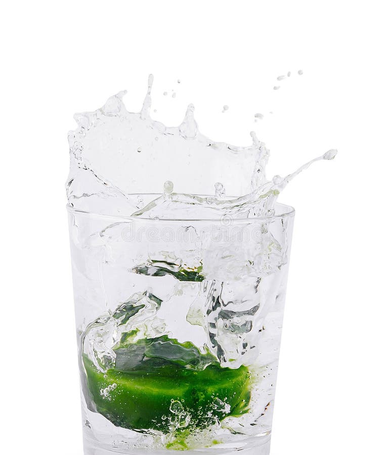 Fresh Splash with Lime in Glass of Water Stock Photo - Image of drink ...