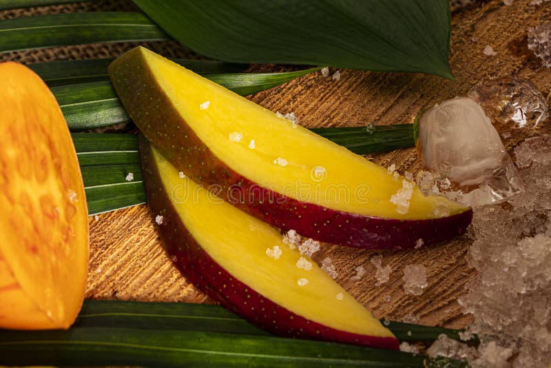 Fresh Split Mango Fruit on a Table Stock Image - Image of diet, exotic ...