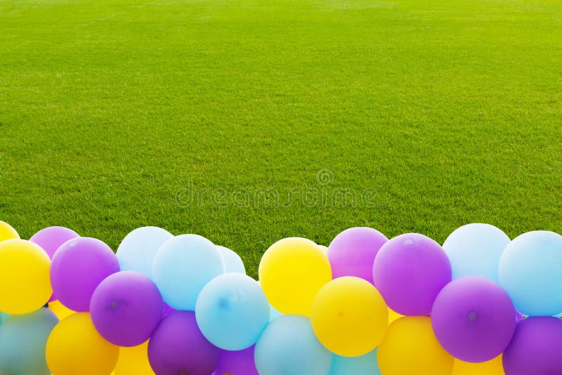 Fresh Spring Green Grass with Colorful Balloon Stock Image - Image of ...