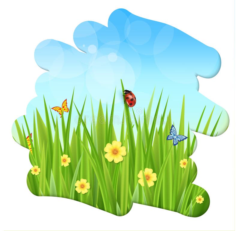 Fresh Spring Green Grass Leaves Frame Template Stock Vector ...