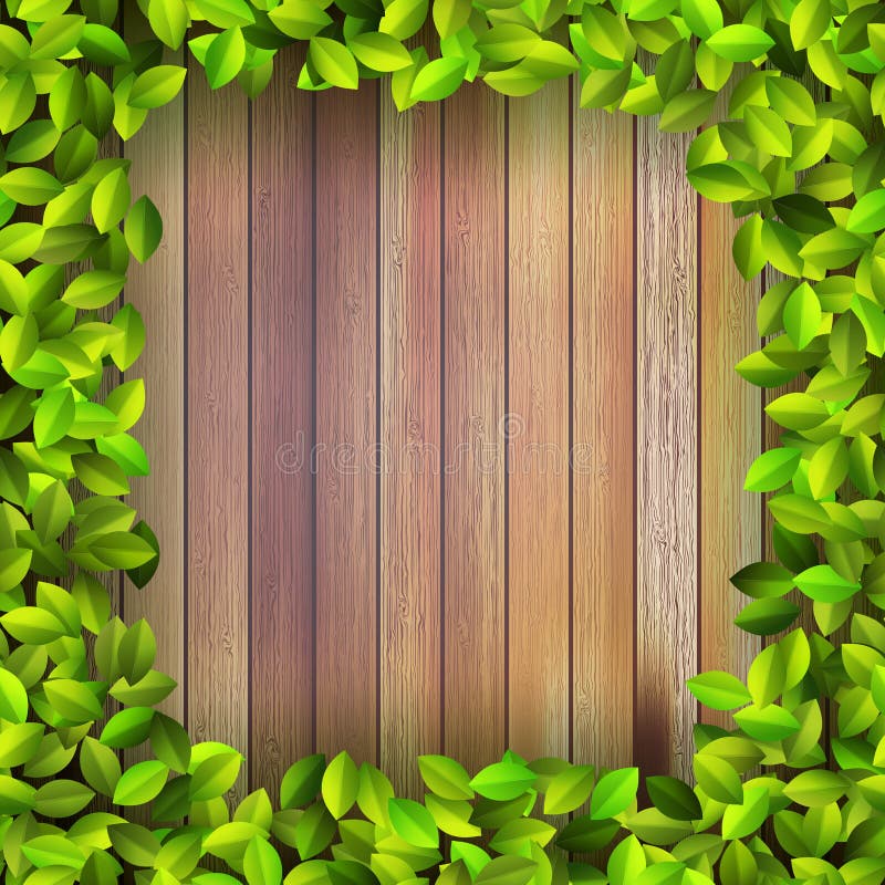 Fresh Spring Leaf Plant Over Wood. + EPS10 Stock Vector - Illustration ...