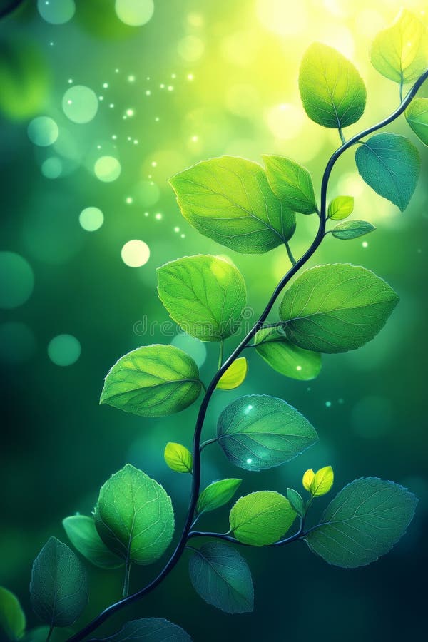 Fresh Spring Leaves Glowing in Sunbeam, Vibrant Green Nature Background ...