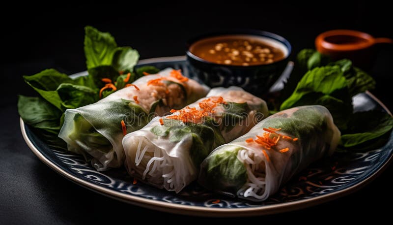 Fresh Spring Roll Appetizer with Vegetables and Pork, Vietnamese ...