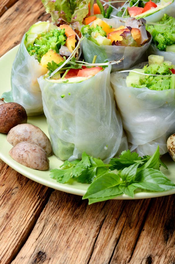 Fresh spring roll stock image. Image of cuisine, microgreens - 119935283