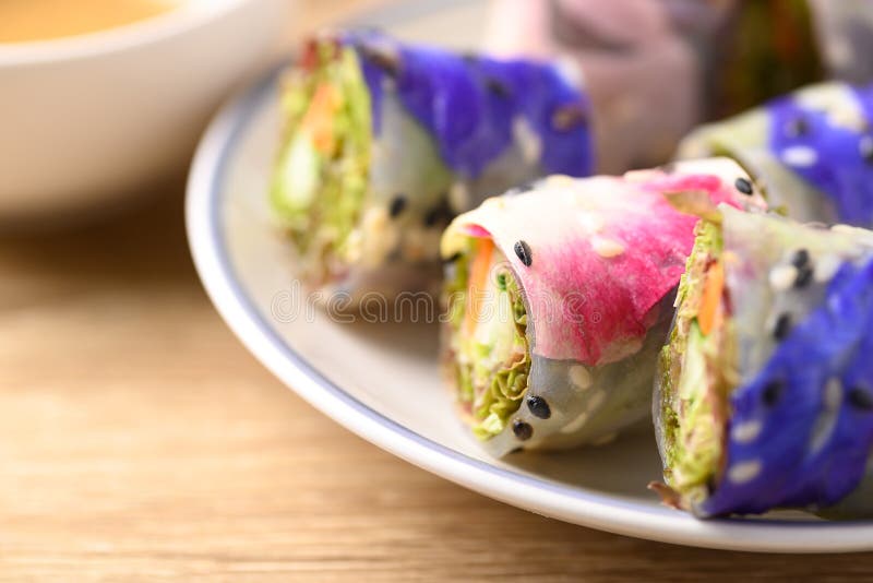 Fresh Spring Roll with Flower and Vegetable, Vegan Food Stock Photo ...