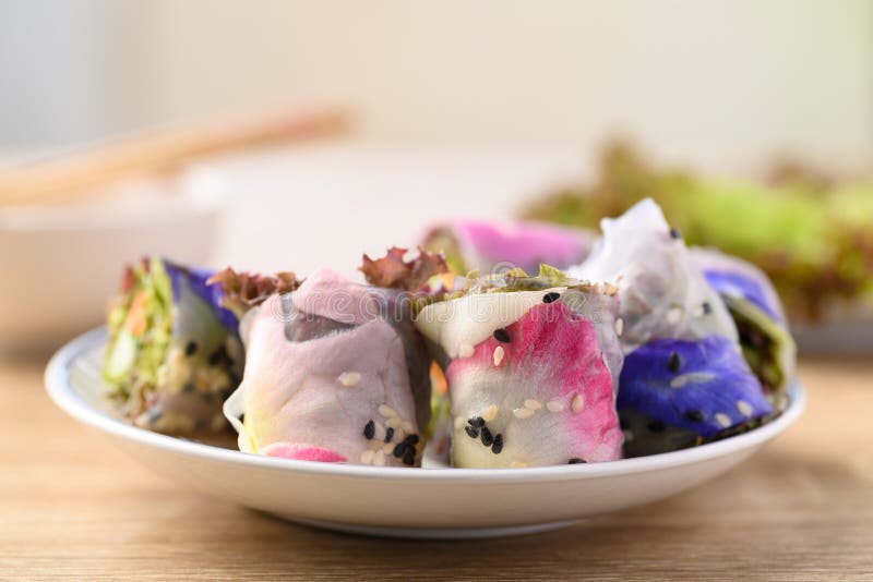 Fresh Spring Roll with Flower and Vegetable, Vegan Food Stock Image ...