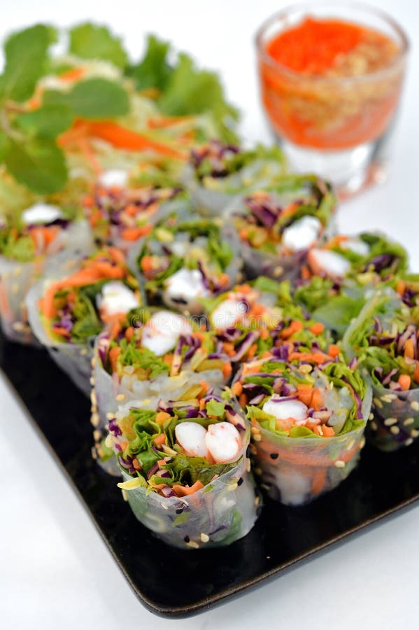 Fresh spring roll stock image. Image of roll, sauce, white - 56054281