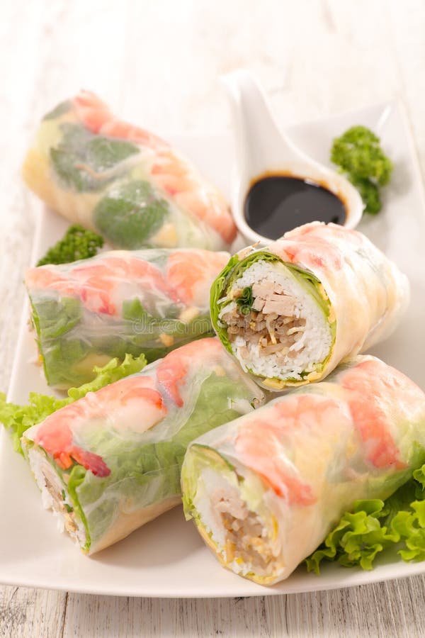 Fresh Spring Roll and Sauce Stock Image - Image of eating, roll: 130857971