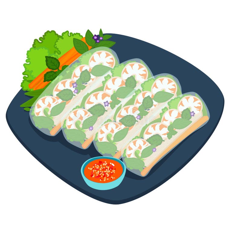 Fresh Spring Roll Vector Illustration Stock Vector - Illustration of ...