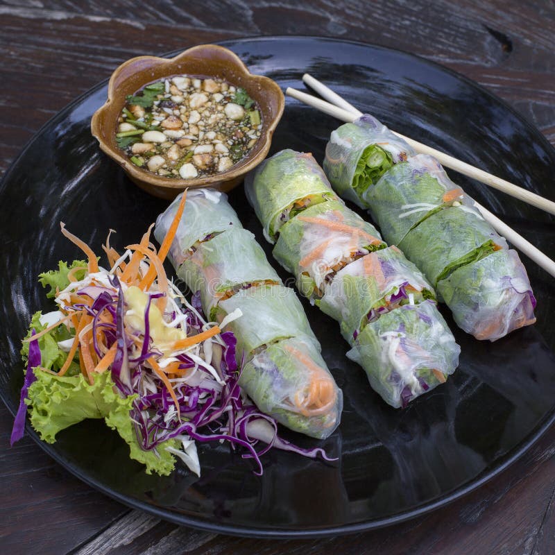 Fresh Spring Roll, Vietnamese Food. Stock Image - Image of onion ...
