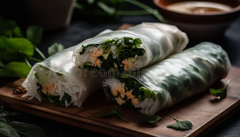 Fresh Spring Roll Wrapped in Rice Paper, a Vietnamese Appetizer ...