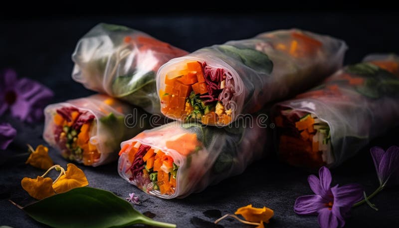 Fresh Spring Roll Wrapped with Vegetables, a Gourmet Appetizer Meal ...