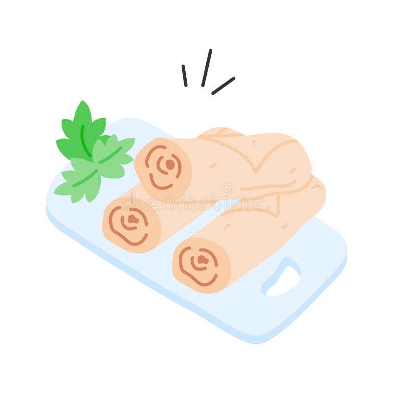Fresh Spring Rolls, Filled with Veggie Stock Vector - Illustration of ...