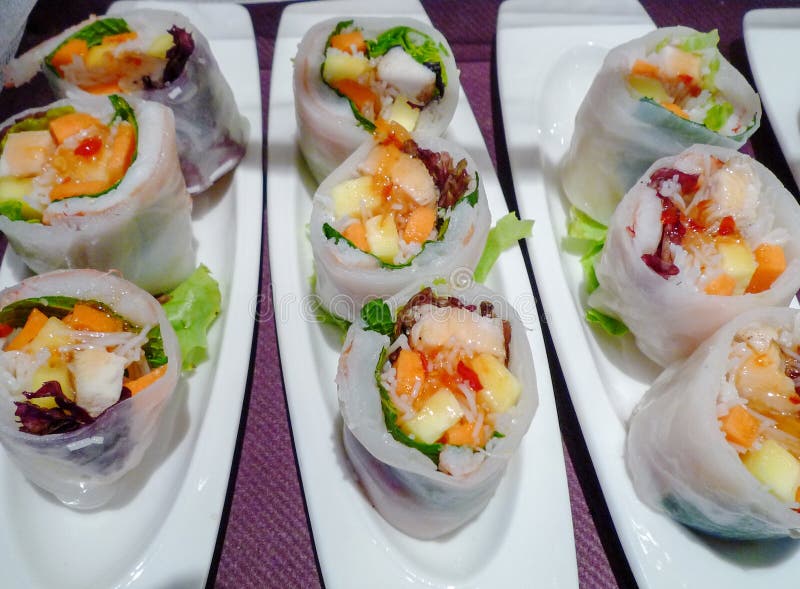 Fresh Spring Rolls Served for Catering Finger Food Stock Image - Image ...