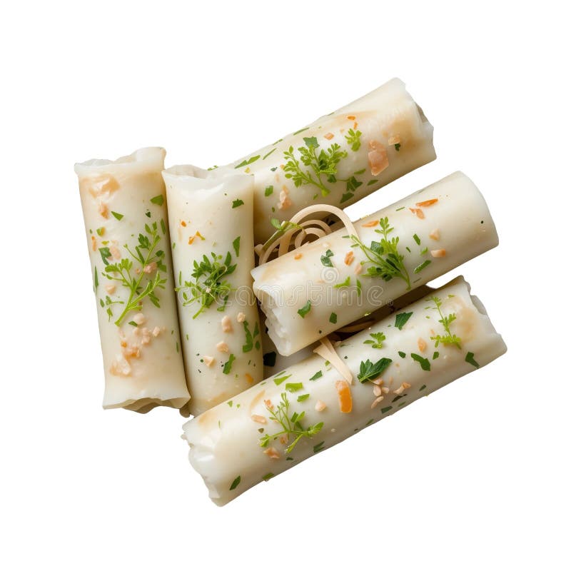 Fresh Spring Rolls Garnished with Herbs and Peanuts, Delightful Dish ...
