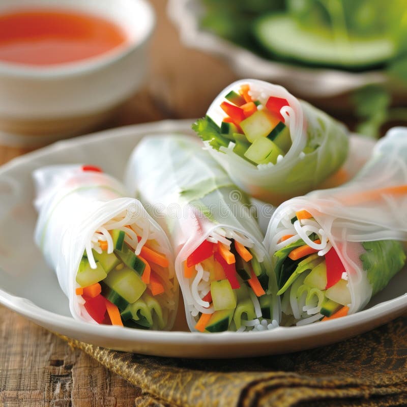 Fresh Spring Rolls Make for a Beautiful Appetizer with Their Bright and ...