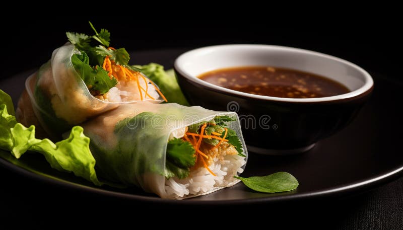 Fresh Spring Rolls with Savory Pork and Vegetable Filling, Ready To Eat ...