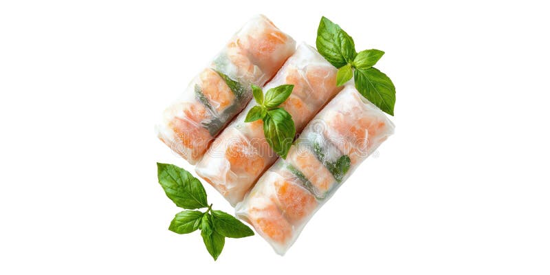 Fresh Spring Rolls Shrimp Herbs Isolated Transparent Background Stock ...